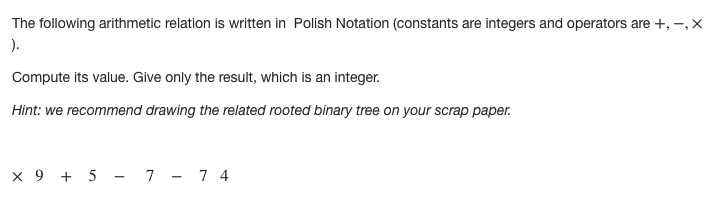 Solved The following arithmetic relation is written in | Chegg.com