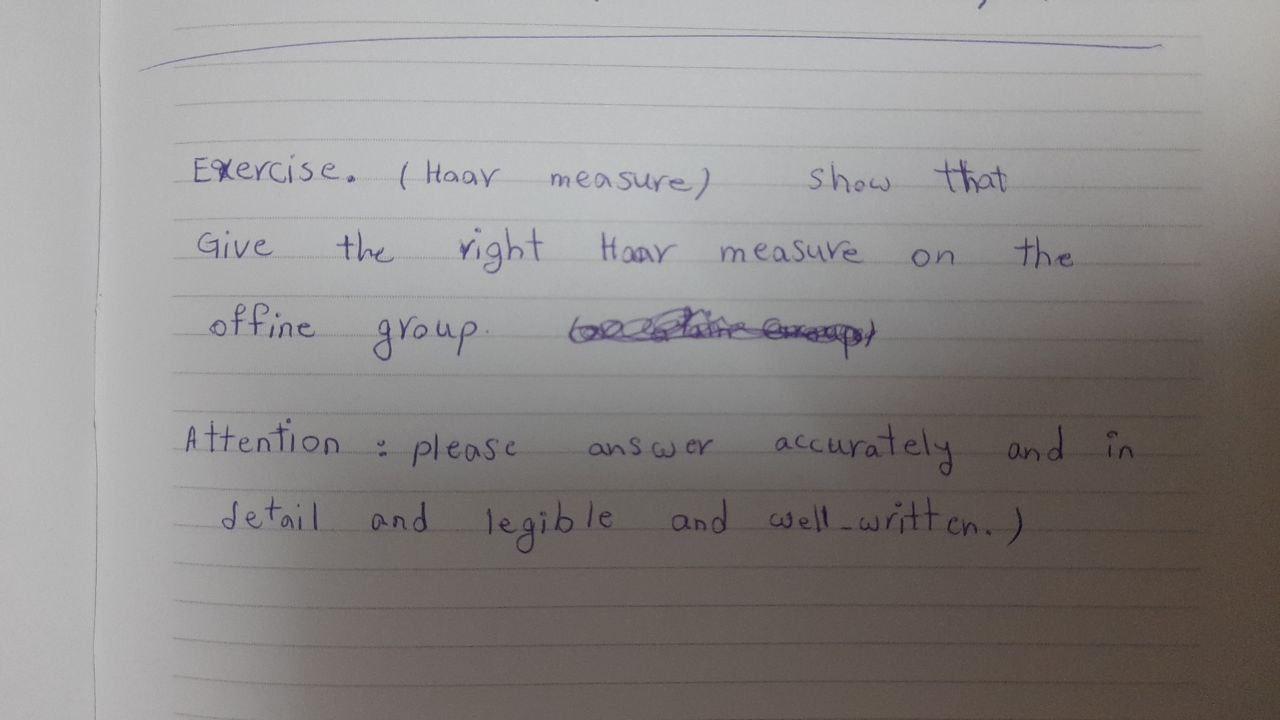 Solved Exercise. ( Haar measure) show that Give the right | Chegg.com