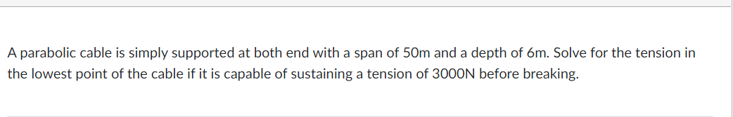 Solved A parabolic cable is simply supported at both end | Chegg.com