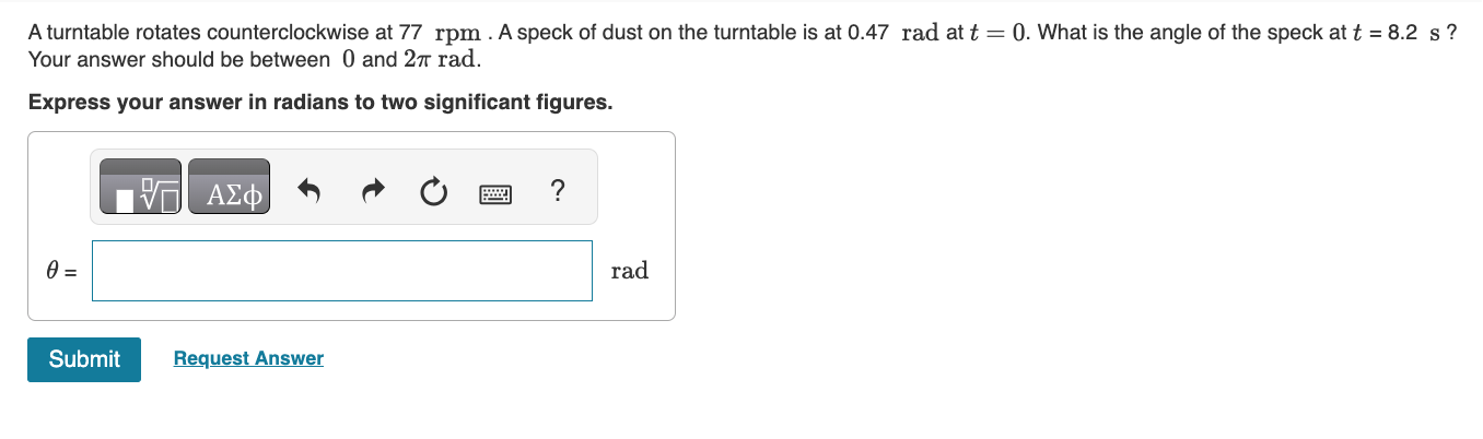 Solved A Turntable Rotates Counterclockwise At 77 Rpm ﻿a