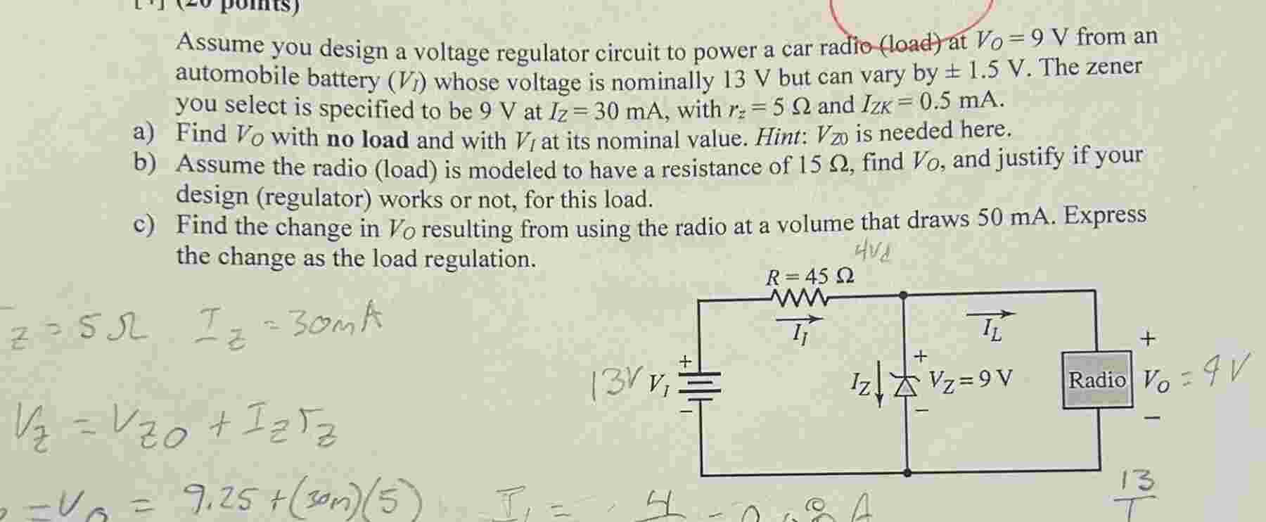 Solved Assume you design a voltage regulator circuit to | Chegg.com