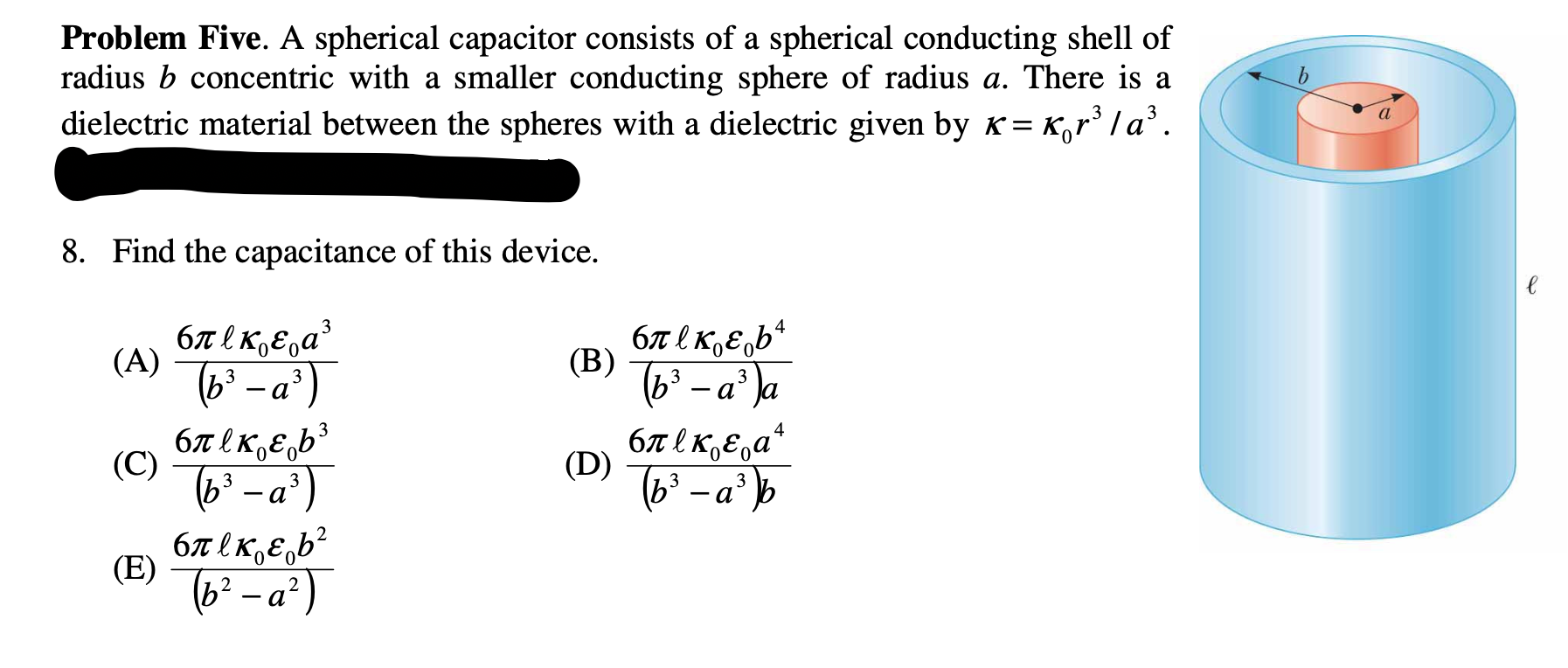 Solved Problem Five. A spherical capacitor consists of a | Chegg.com