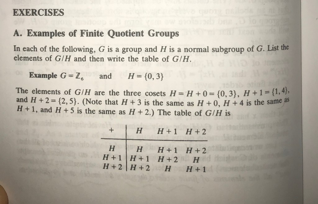 Solved EXERCISES A. Examples of Finite Quotient Groups In | Chegg.com