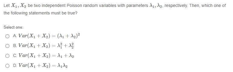 Solved Let X1, X, be two independent Poisson random | Chegg.com