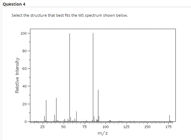 Solved Question 4 Select the structure that best fits the MS | Chegg.com
