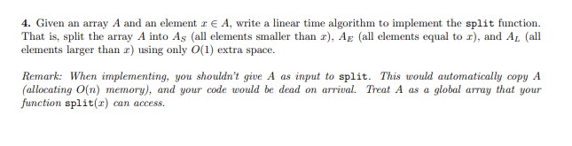 Solved Given an array A and an element xinA, write a linear | Chegg.com
