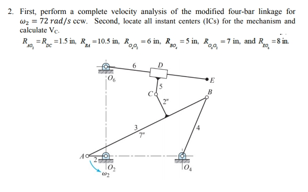 Solved 2 First Perform A Complete Velocity Analysis Of The