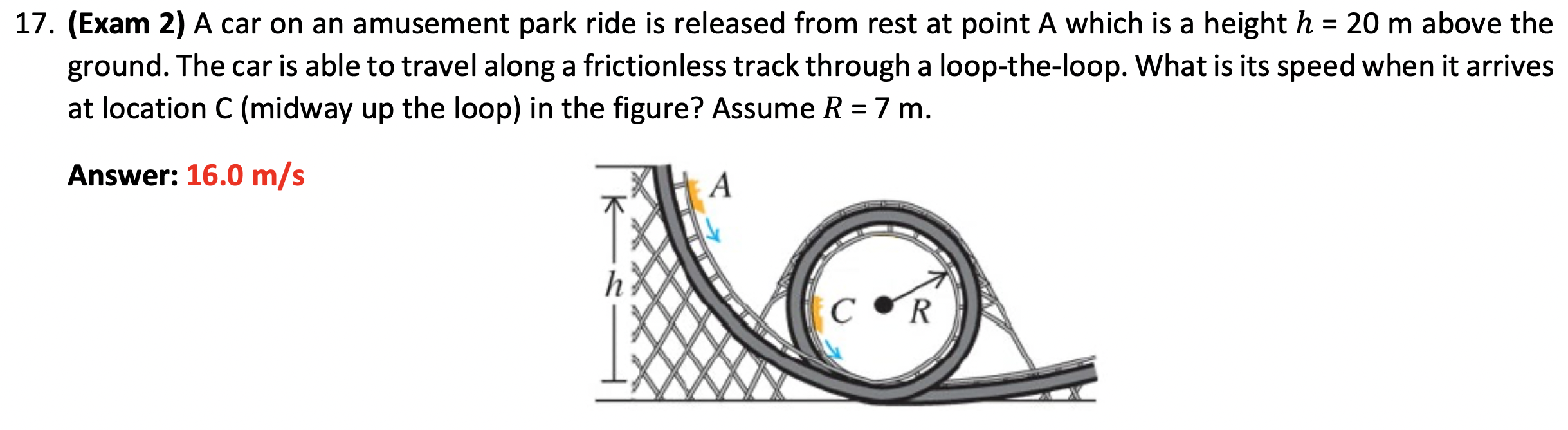 Solved 17. (Exam 2) A car on an amusement park ride is | Chegg.com