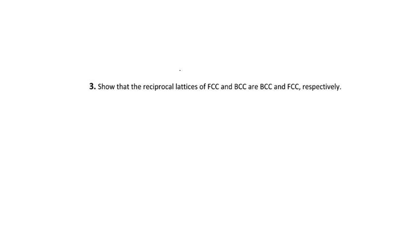 Solved 3. Show that the reciprocal lattices of FCC and BCC | Chegg.com