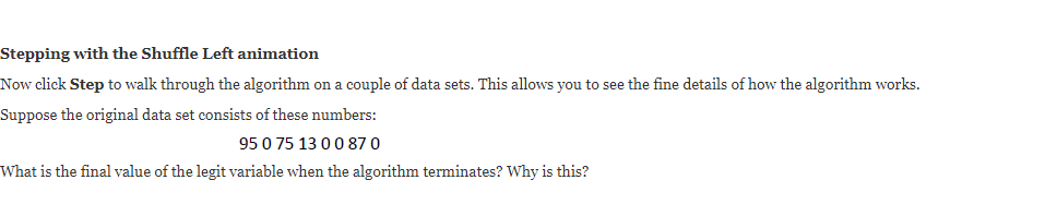 Solved tepping with the Shuffle Left animation ow click Step | Chegg.com