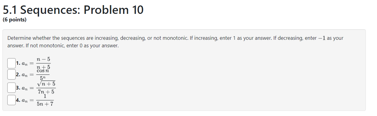 Solved 5.1 Sequences: Problem 10 (6 points) Determine | Chegg.com