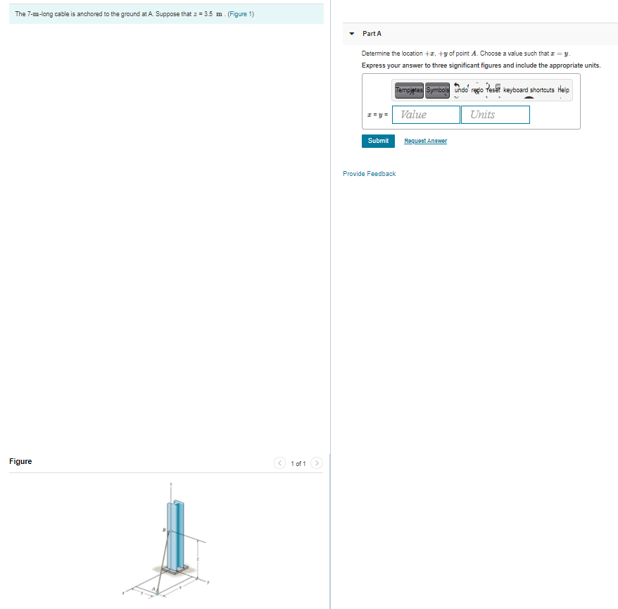 Solved The 7-m-long cable is anchored to the ground at A. | Chegg.com