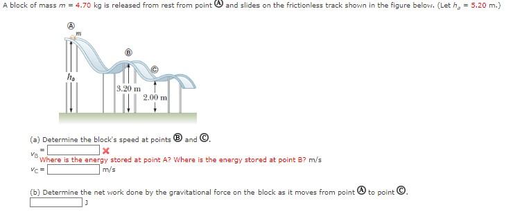 Solved block of mass m=4.70 kg is released from rest from | Chegg.com