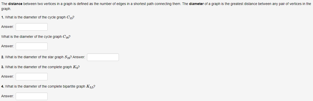 Solved The distance between two vertices in a graph is | Chegg.com