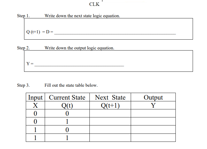 Solved (3). The sequential circuit is shown below. Step 1. | Chegg.com