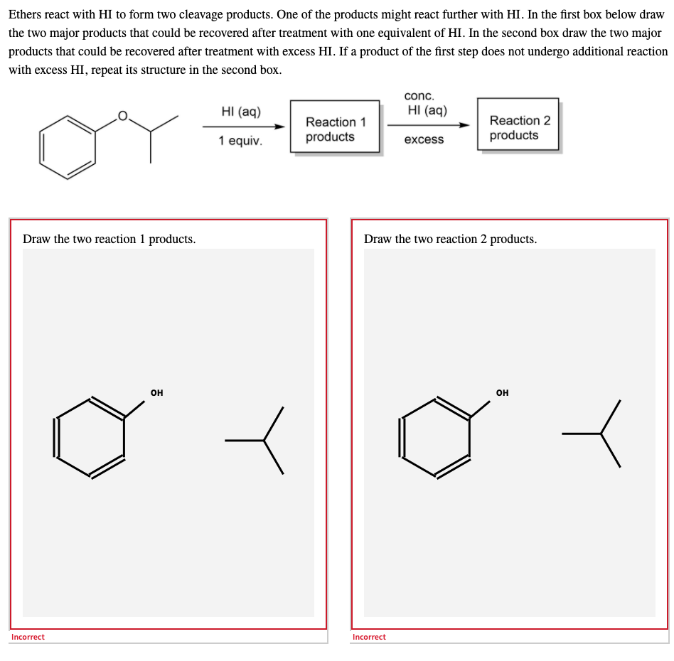 Solved Ethers react with HI to form two cleavage products. | Chegg.com