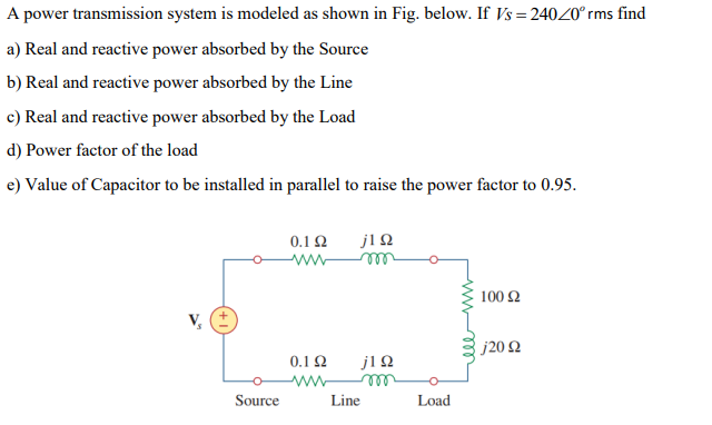 Solved = A power transmission system is modeled as shown in | Chegg.com