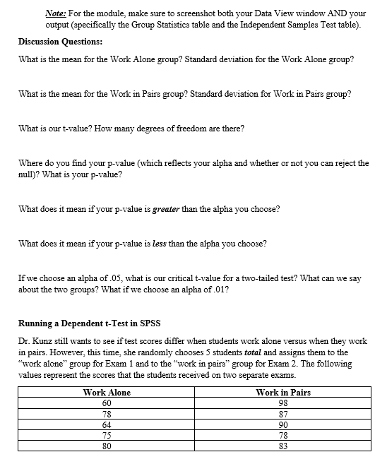 Solved Module 7 Practice Activity – Independent and | Chegg.com