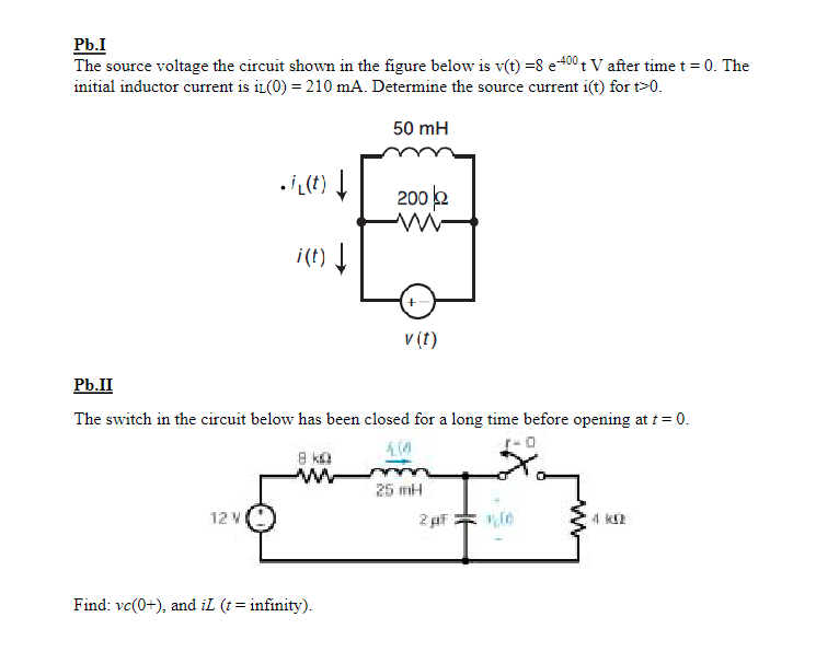 Solved Pb.I The source voltage the circuit shown in the | Chegg.com