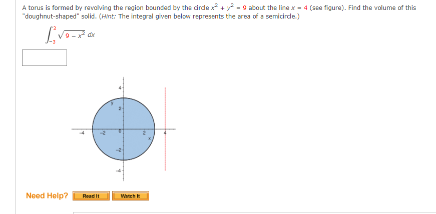 Solved A torus is formed by revolving the region bounded by | Chegg.com