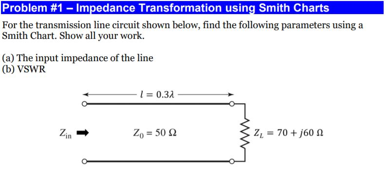 Solved Problem #1 - Impedance Transformation using Smith | Chegg.com