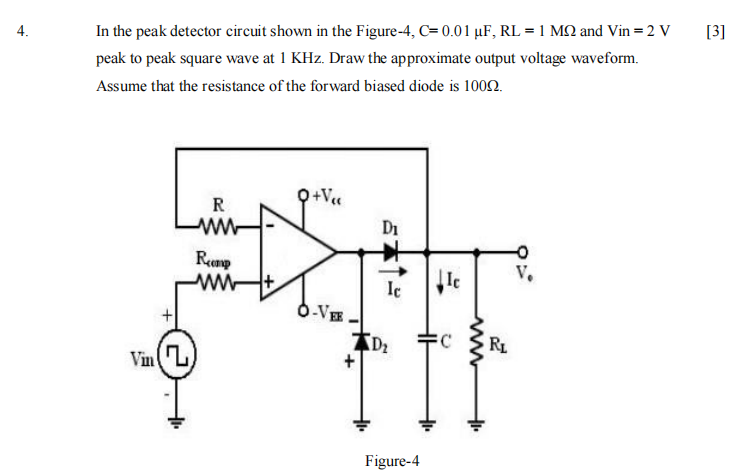 4. [3] In the peak detector circuit shown in the | Chegg.com