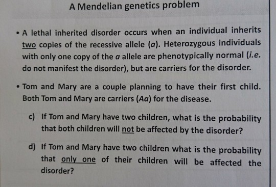 Solved A Mendelian genetics problem A lethal inherited | Chegg.com
