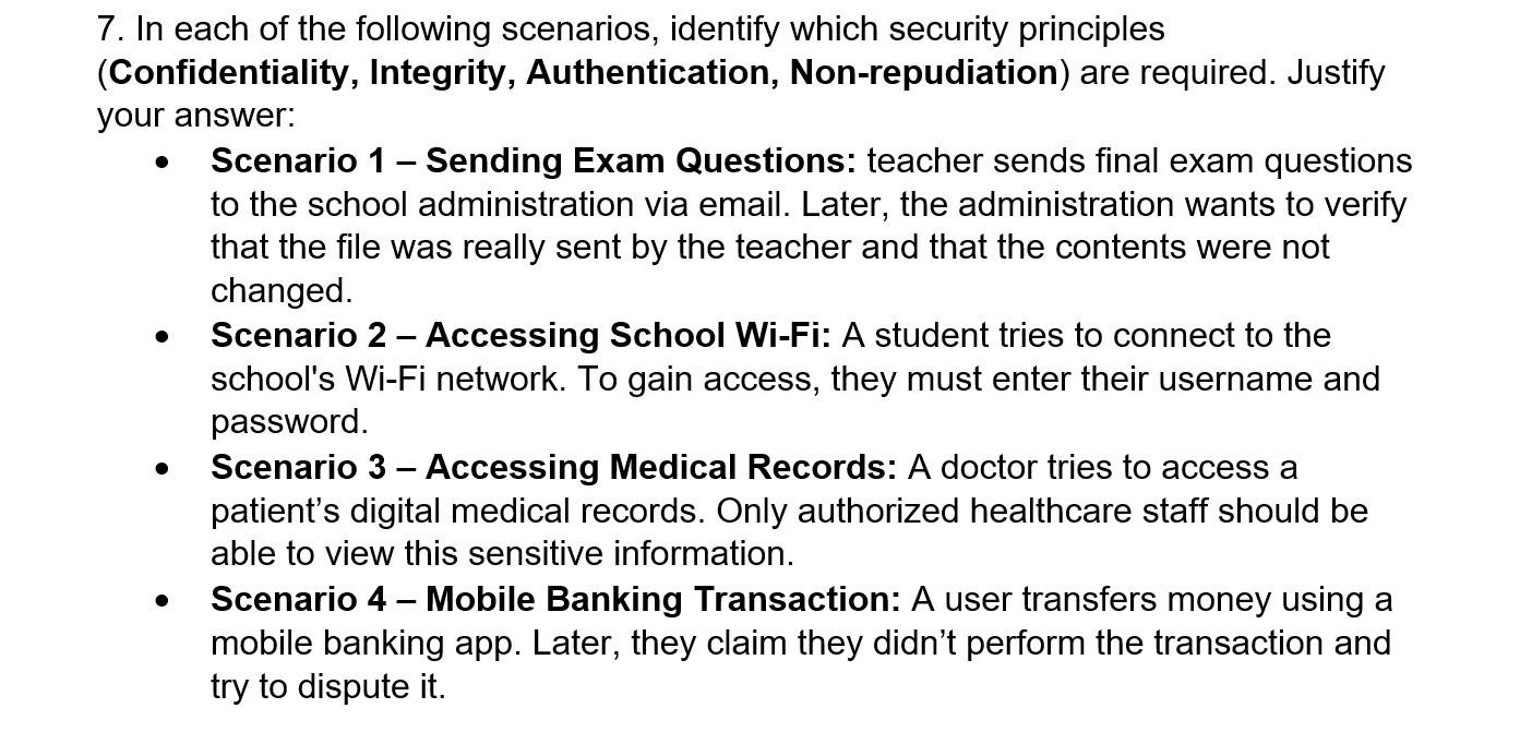 Solved 7. ﻿In each of the following scenarios, identify | Chegg.com