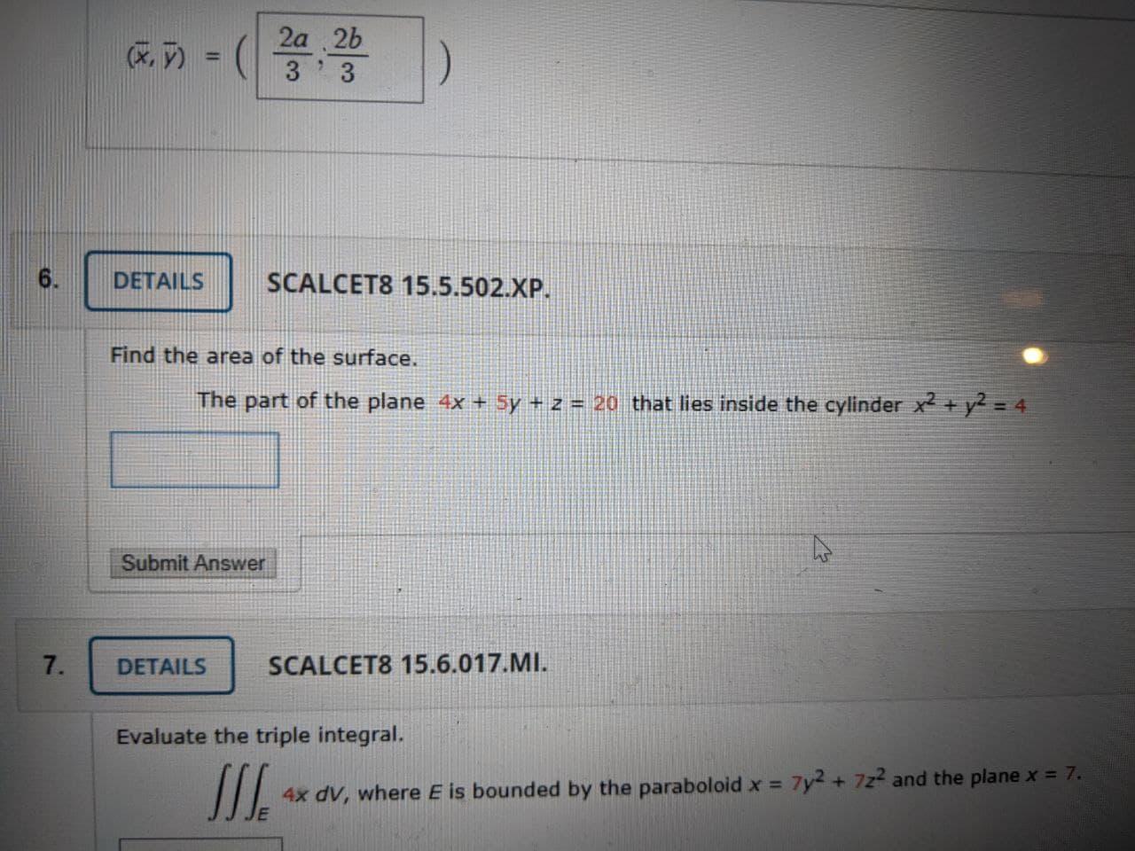 Solved 2a, 2b 3' 3 6. DETAILS SCALCET8 15.5.502.XP. Find the | Chegg.com