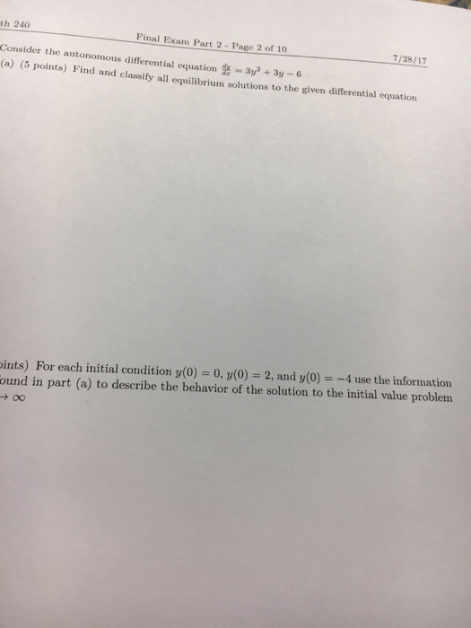 Solved Consider the autonomous differential equation dy/dx = | Chegg.com