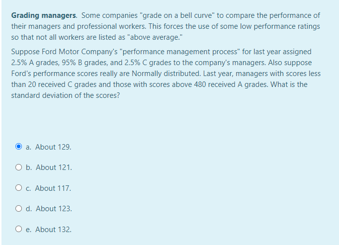 Solved Grading managers. Some companies "grade on a bell | Chegg.com
