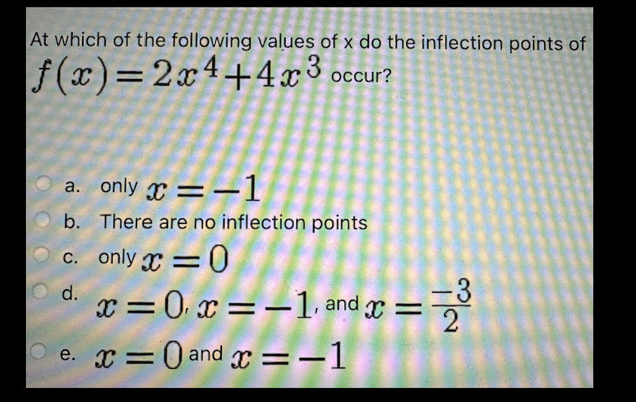 Solved At which of the following values of x do the | Chegg.com