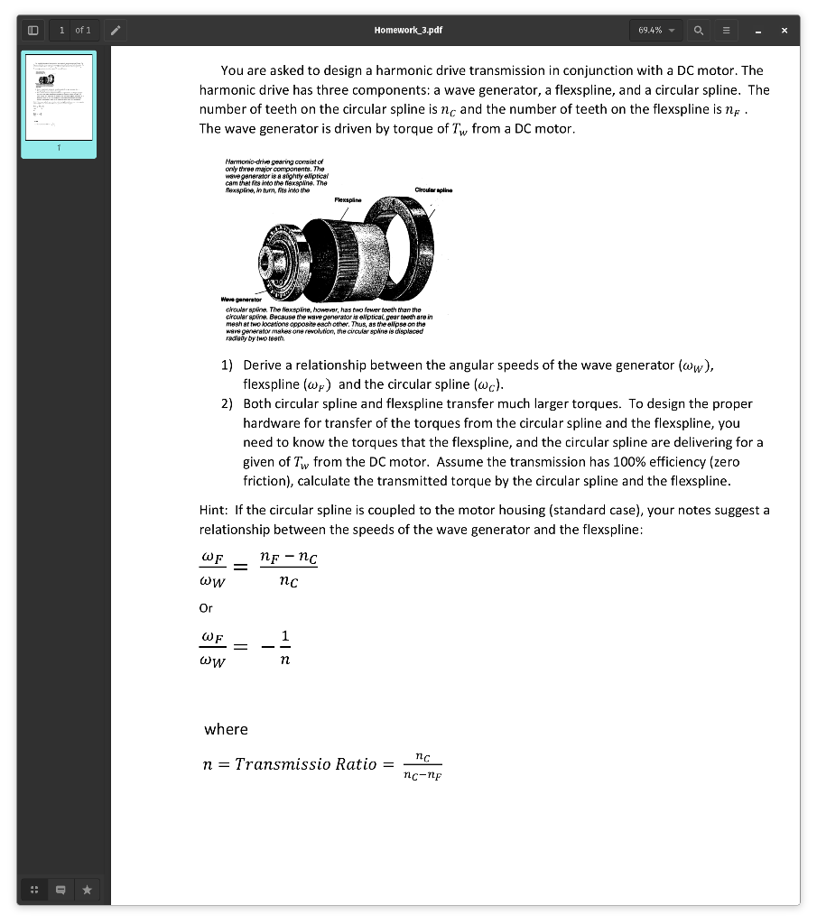 Solved You are asked to design a harmonic drive | Chegg.com