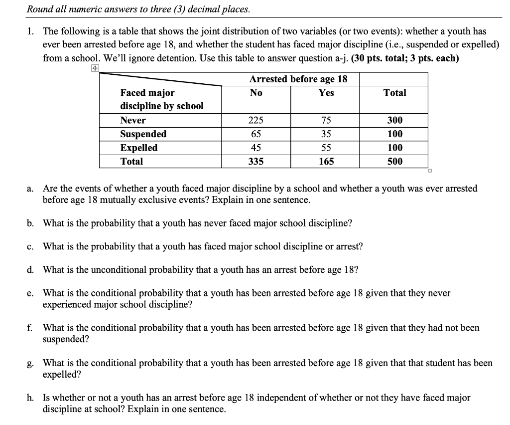 Solved Round all numeric answers to three (3) decimal | Chegg.com
