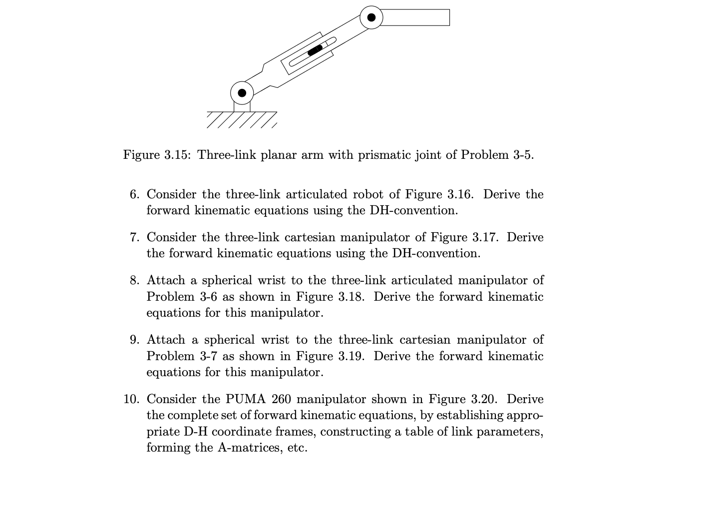 Figure 3.15: Three-link planar arm with prismatic | Chegg.com