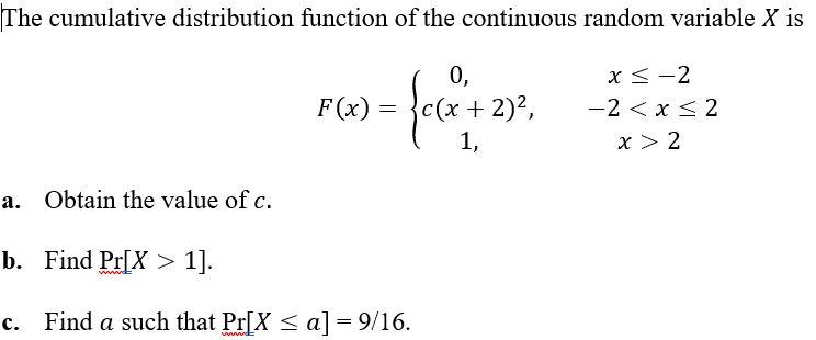 Solved The cumulative distribution function of the | Chegg.com