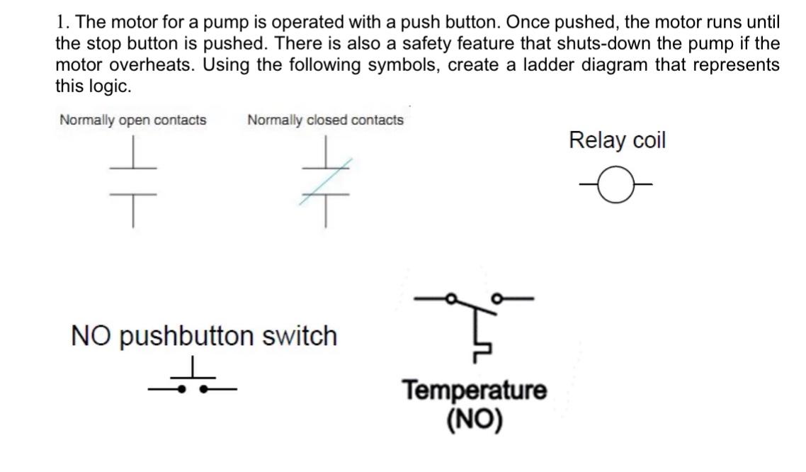 Solved 1. The motor for a pump is operated with a push | Chegg.com