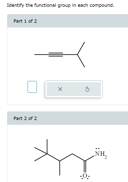 Solved Identify the functional group in each compound.Part 1 | Chegg.com