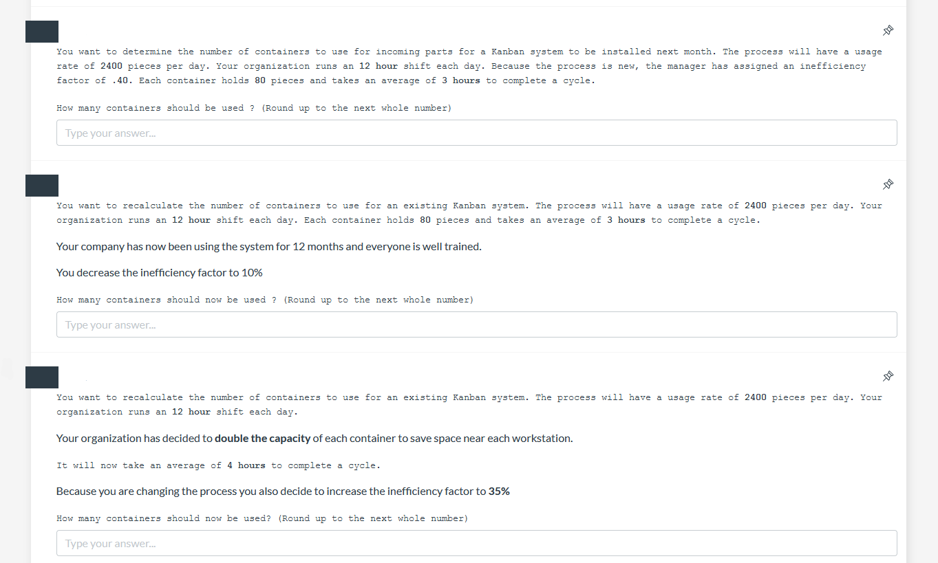 Solved You want to determine the number of containers to use | Chegg.com
