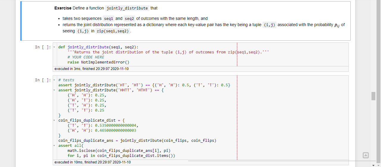Solved Exercise Define a function jointly distribute that • | Chegg.com