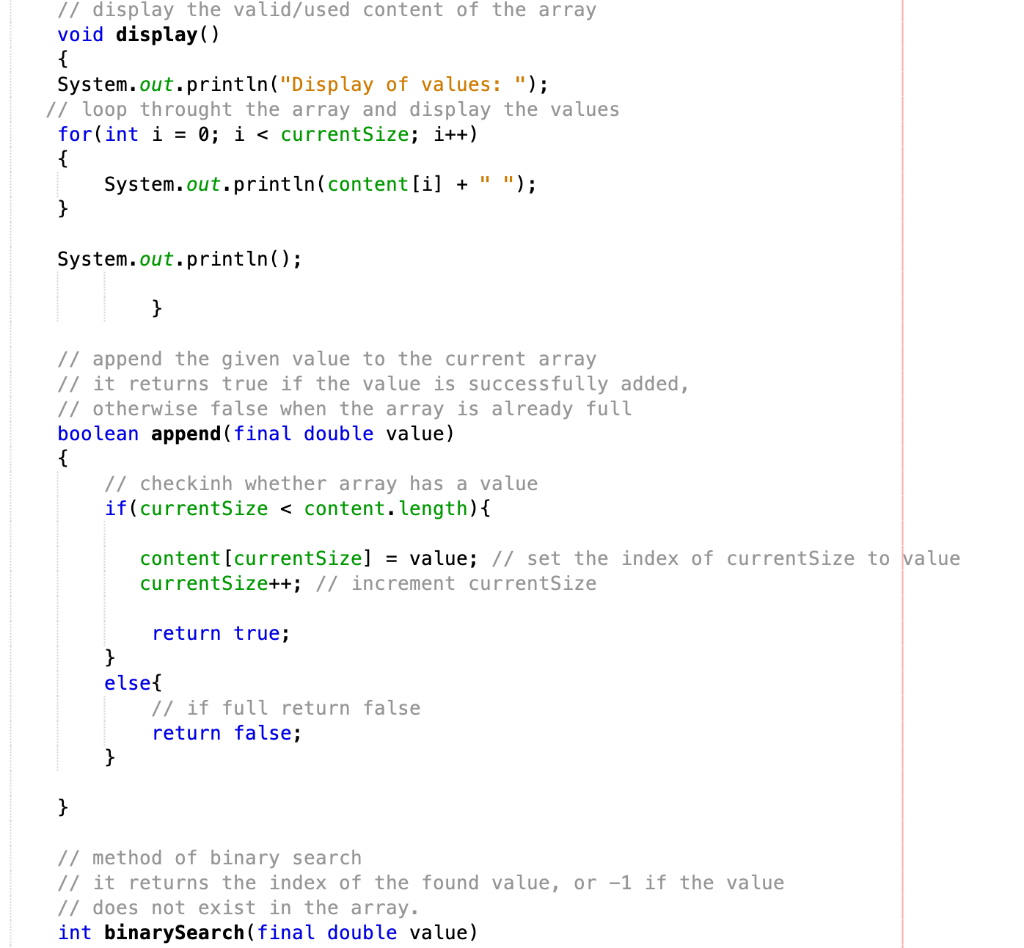 Solved /* Method to sort (ascending order) the values in the | Chegg.com