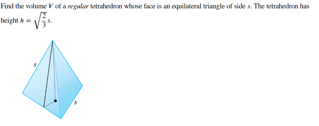 Solved Find the volume V ﻿of a regular tetrahedron whose | Chegg.com