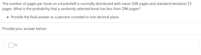 Solved The number of pages per book on a bookshelf is | Chegg.com
