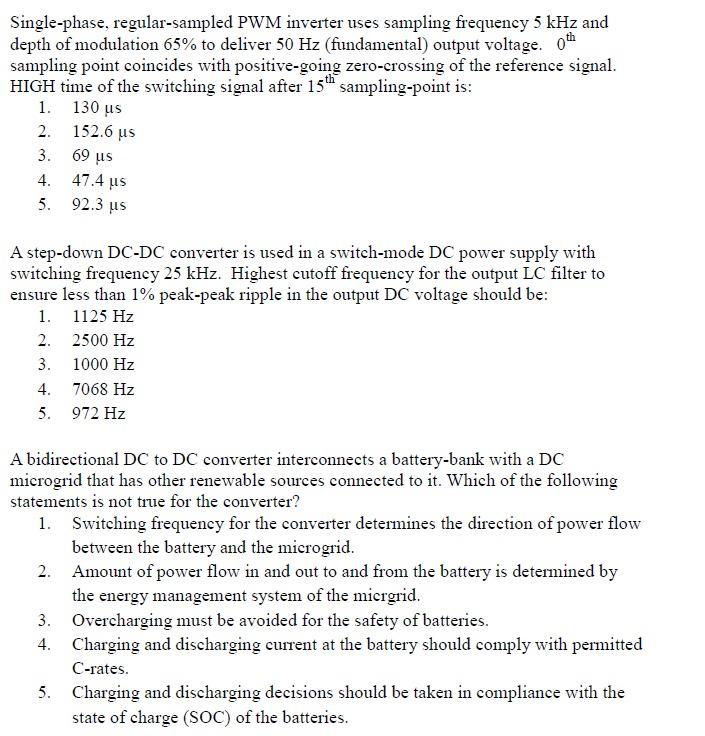 Solved Single-phase, regular-sampled PWM inverter uses | Chegg.com