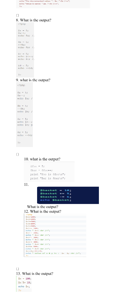Solved 8. What is the output? c"Pphy Qn - Si echo 3ar lo | Chegg.com