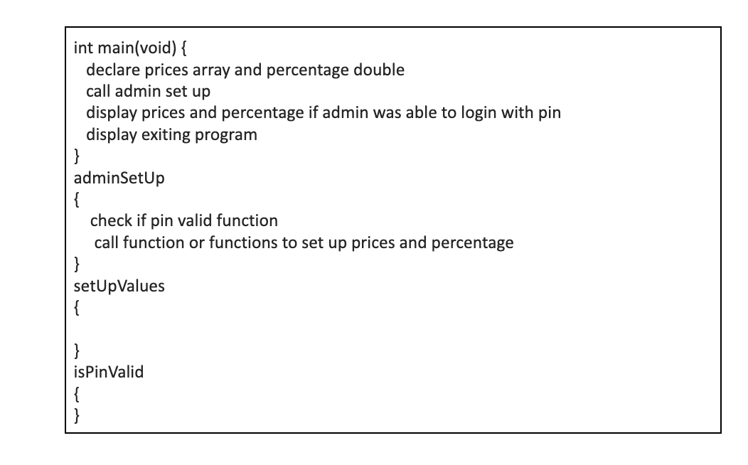 Solved Description: Set up an admin function so that main | Chegg.com
