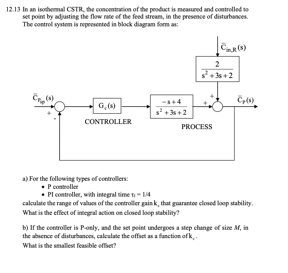 Solved 12.13 In an isothermal CSTR, the concentration of the | Chegg.com