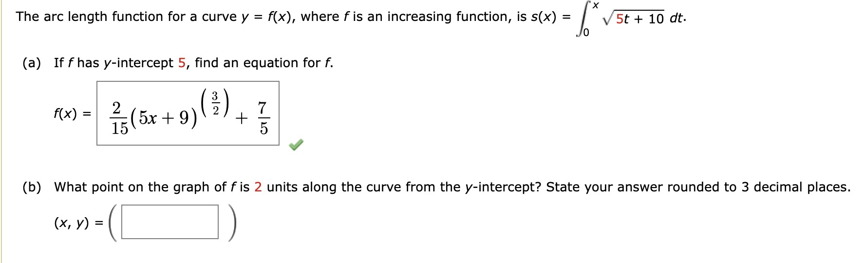 Solved The arc length function for a curve y=f(x), where f | Chegg.com