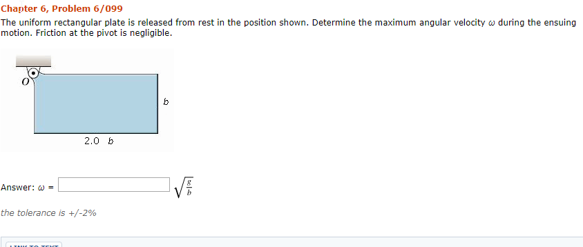 Solved Chapter 6, Problem 6/099 The uniform rectangular | Chegg.com