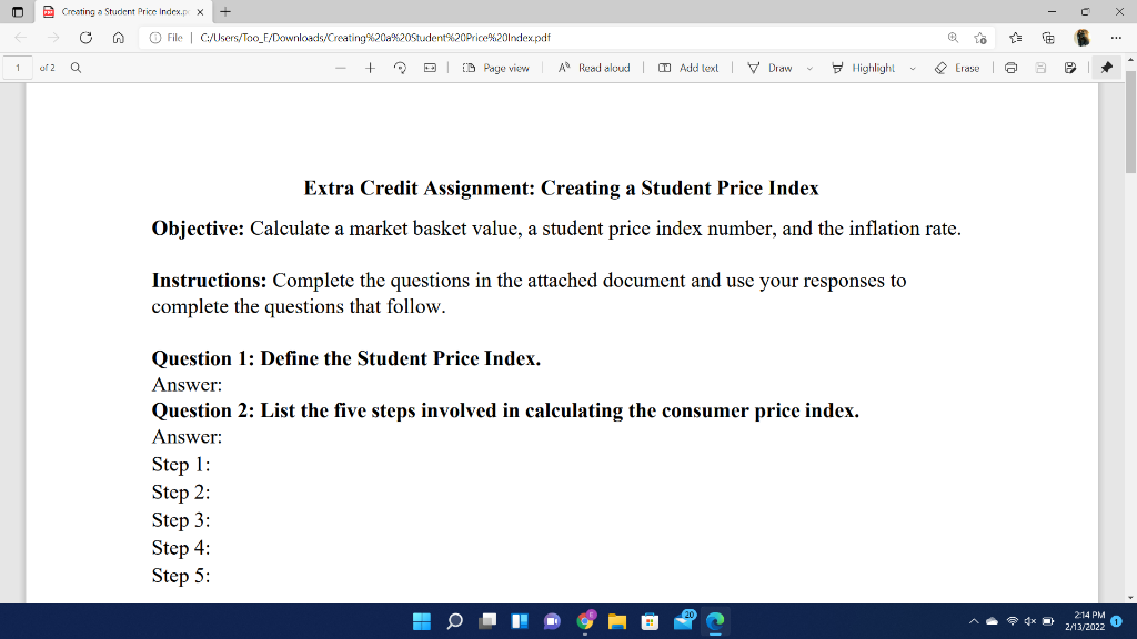 Solved Objective: Calculate a market basket value, a student | Chegg.com